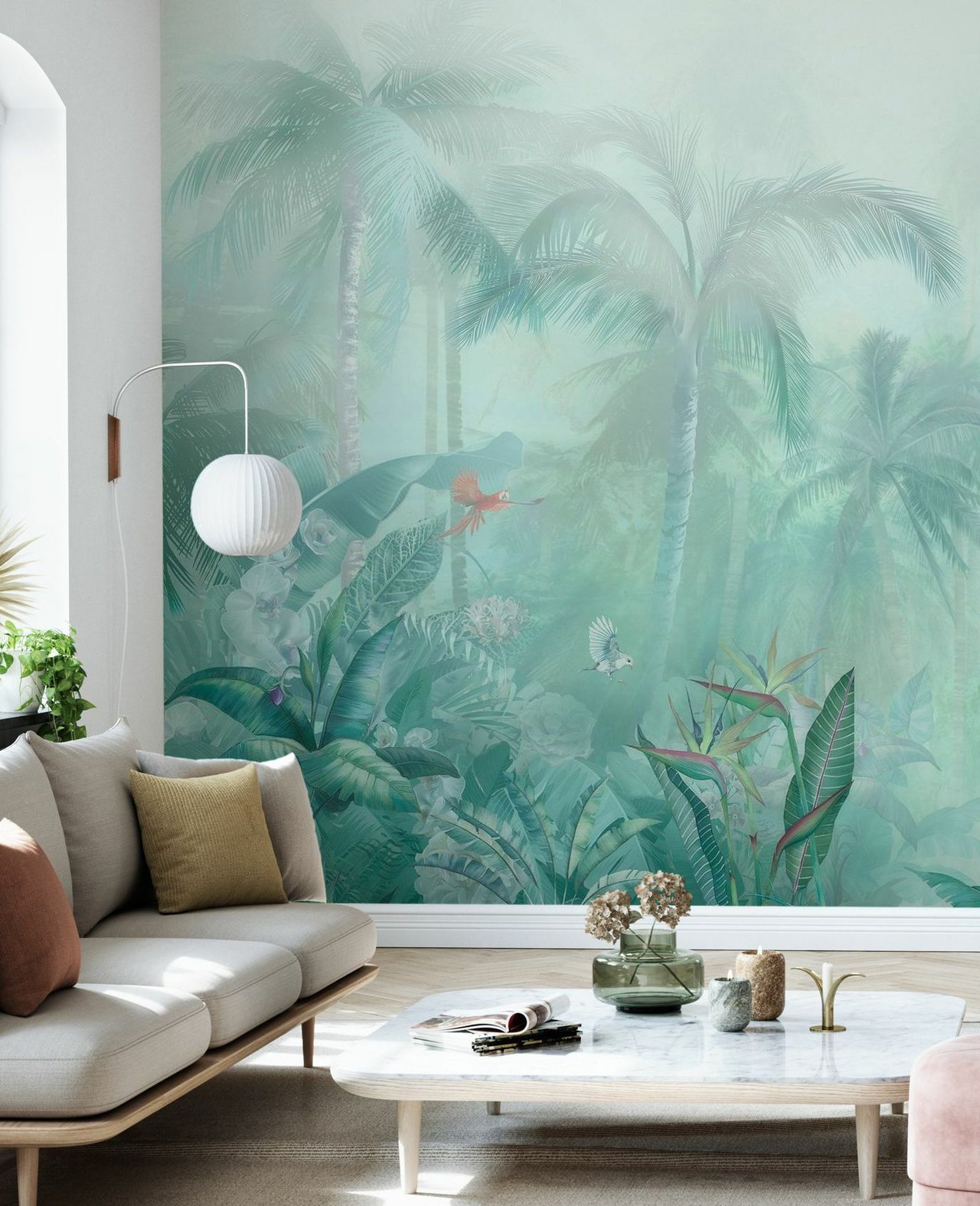 Green Haze Forest Landscape Wallpaper Mural