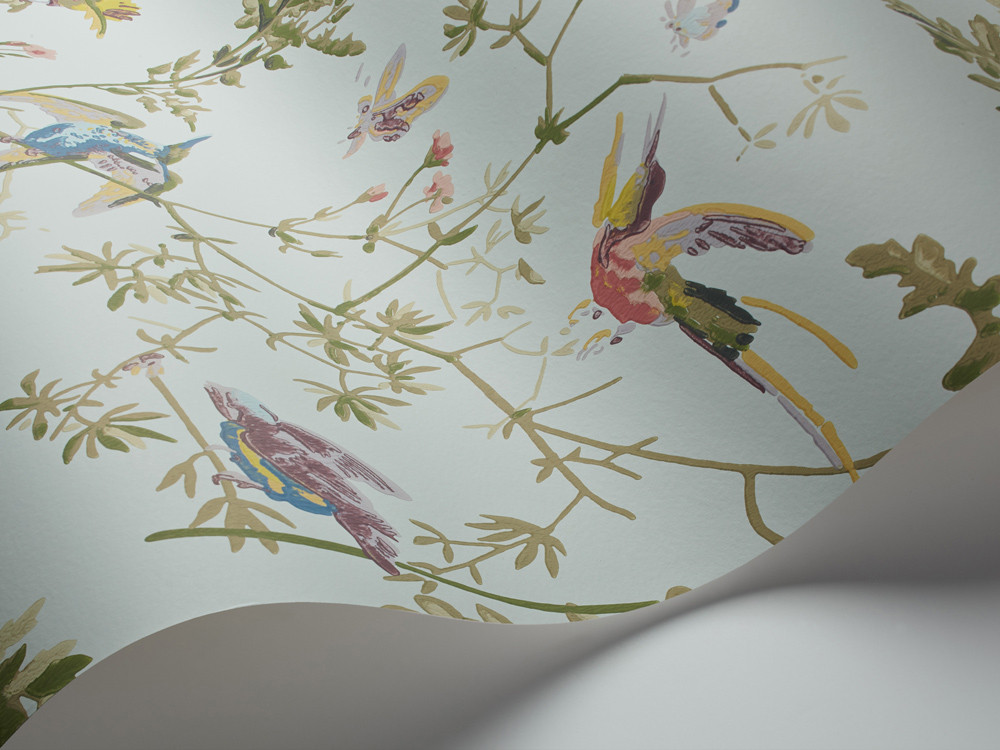 Perched Birds Mint Blue Wallpaper | Cole and Son Hummingbirds