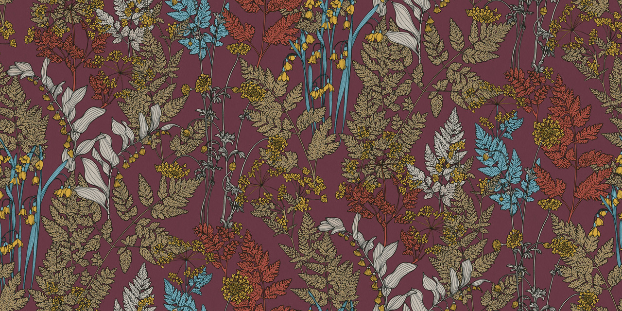 Beautiful Botanical Foliage Maroon Purple Wallpaper | Architects Paper ...