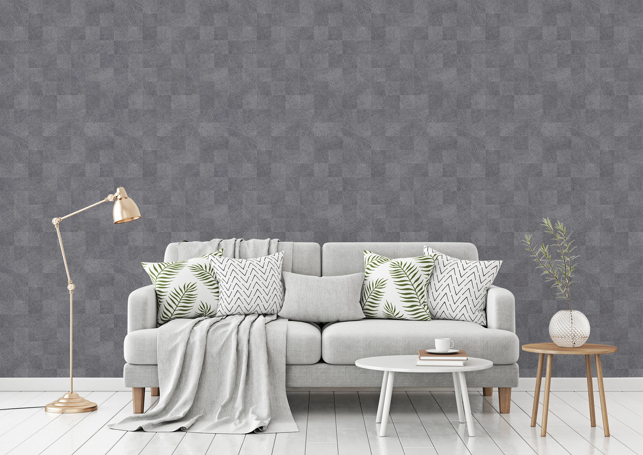 Textured Checkered Dark Grey Wallpaper | Living Walls Checkers