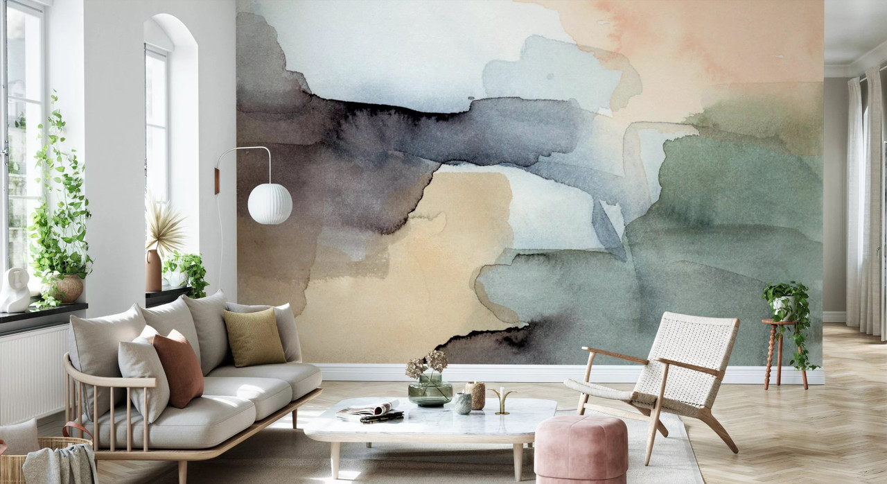 Abstract Watercolour Neutral Wallpaper Mural