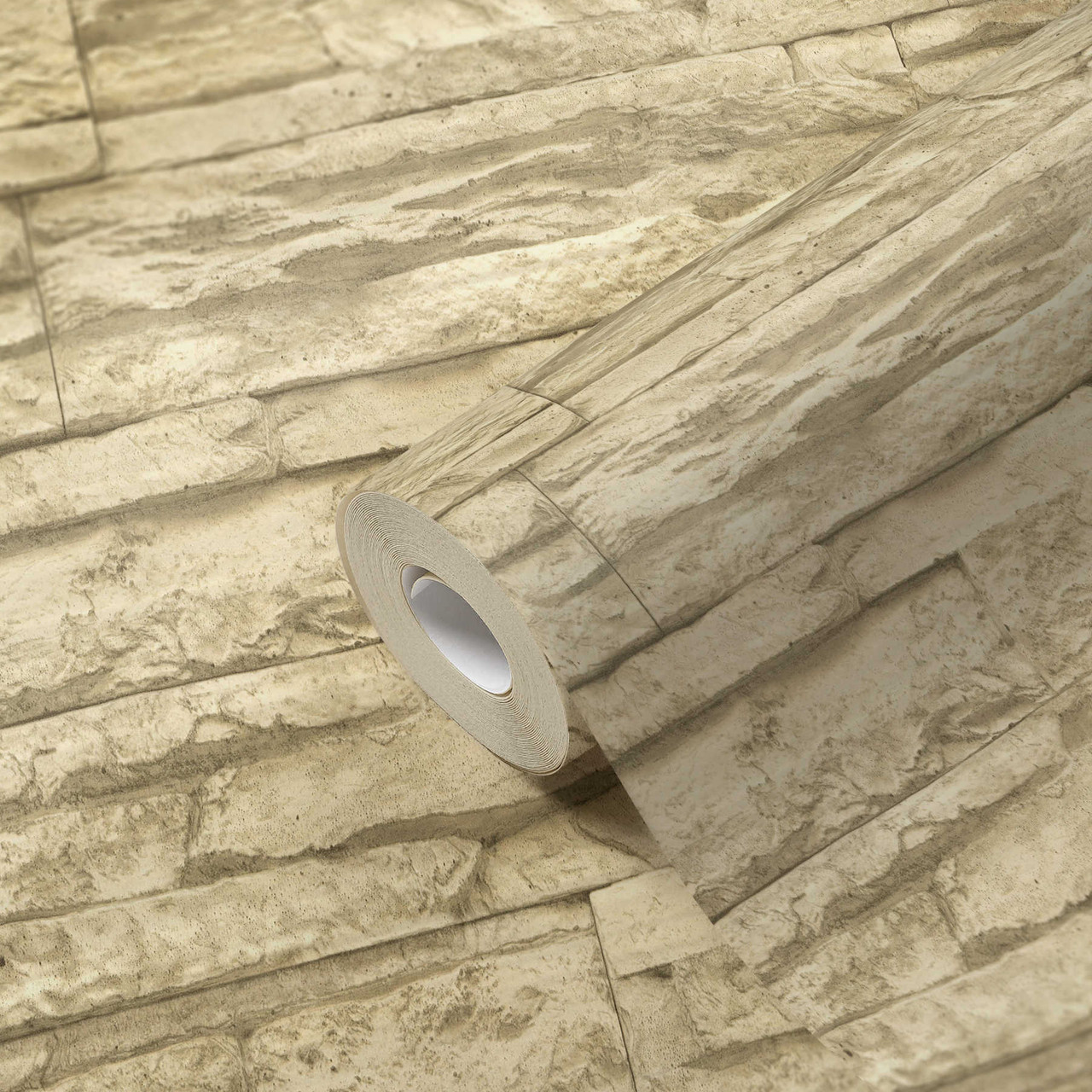 3D Effect Stacker Stone Cream Wallpaper | AS Creation Stacked Stone