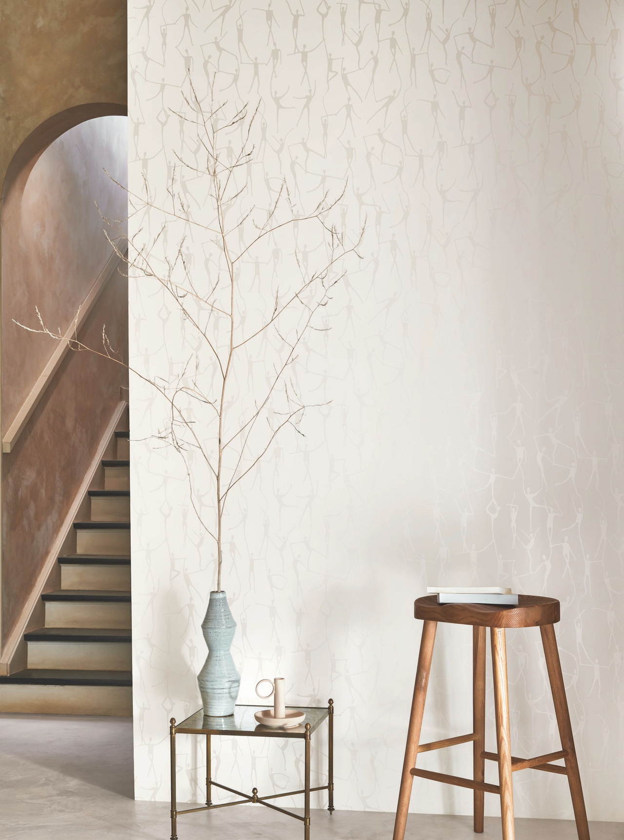 Abstract People White Ivory Wallpaper | Casadeco Alberto