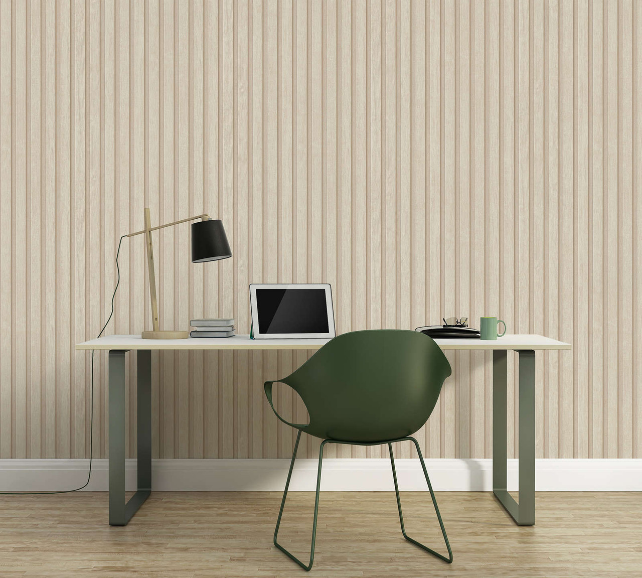 Textured Wood Panelling Effect Cream Wallpaper | AS Creation Panel Wall