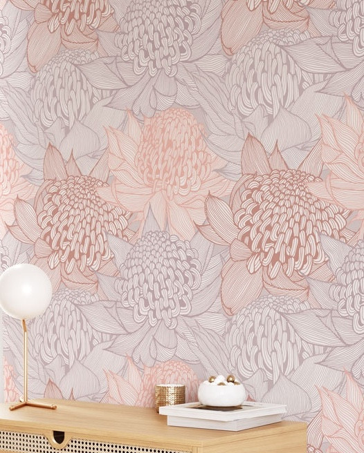 Australian Waratah Flowerhead Coral Pink Grey Wallpaper | Patricia ...