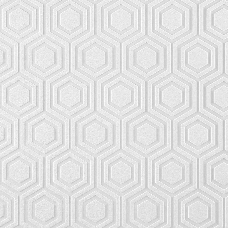 White Geometric Hexagon Textured Paintable Wallpaper | Anaglypta Hive