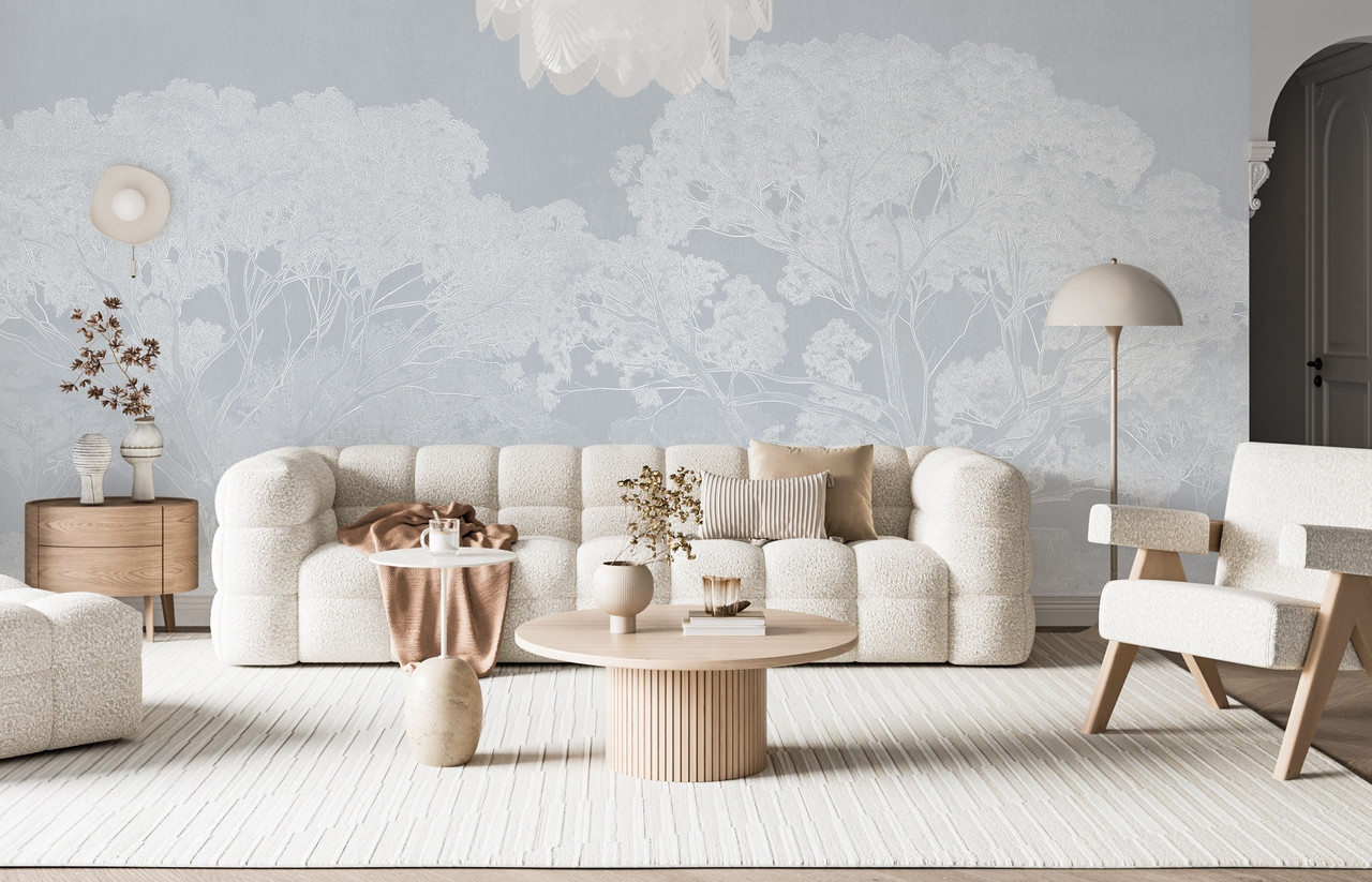 Blue Australian Bush Eucalyptus & Acacia Trees Wallpaper Mural