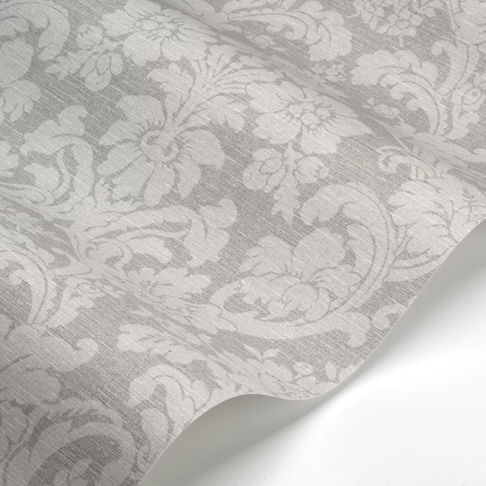 Luxe Brushed Effect Floral Damask Ash Grey Wallpaper | Timothy Wilman ...