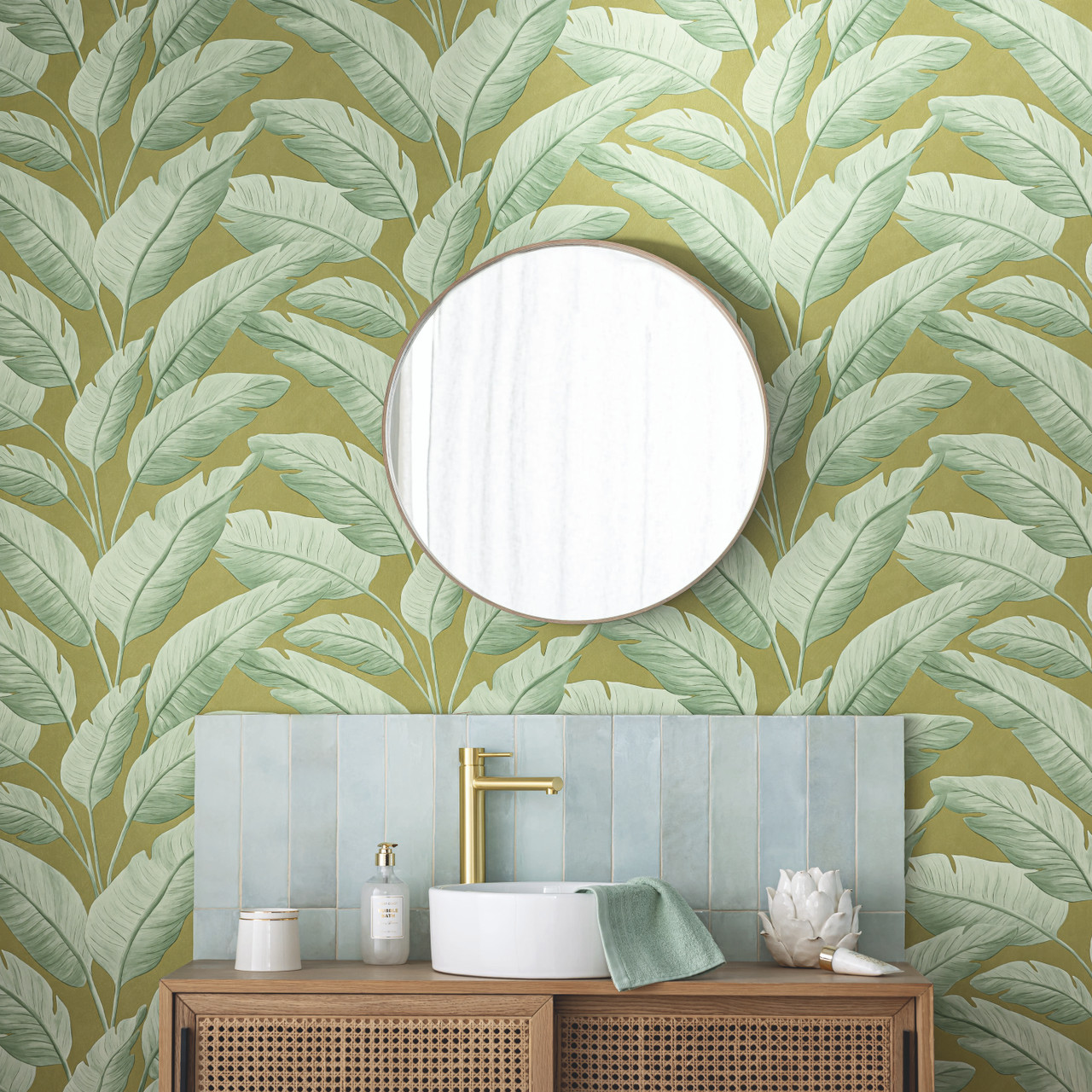 Extra Large Scale Tropical Palm Foliage Sepia Black Vinyl Wallpaper ...