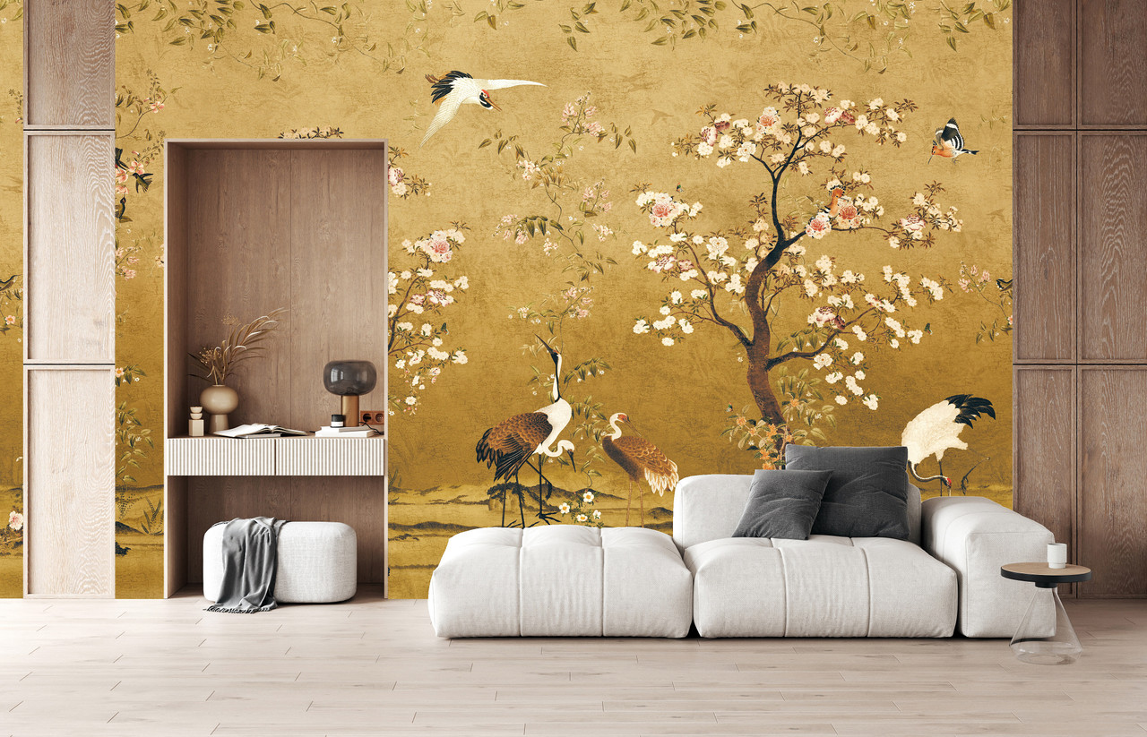 Mural - Lingering Garden Golden (Per Sqm) - Natty and Polly Wallpaper ...