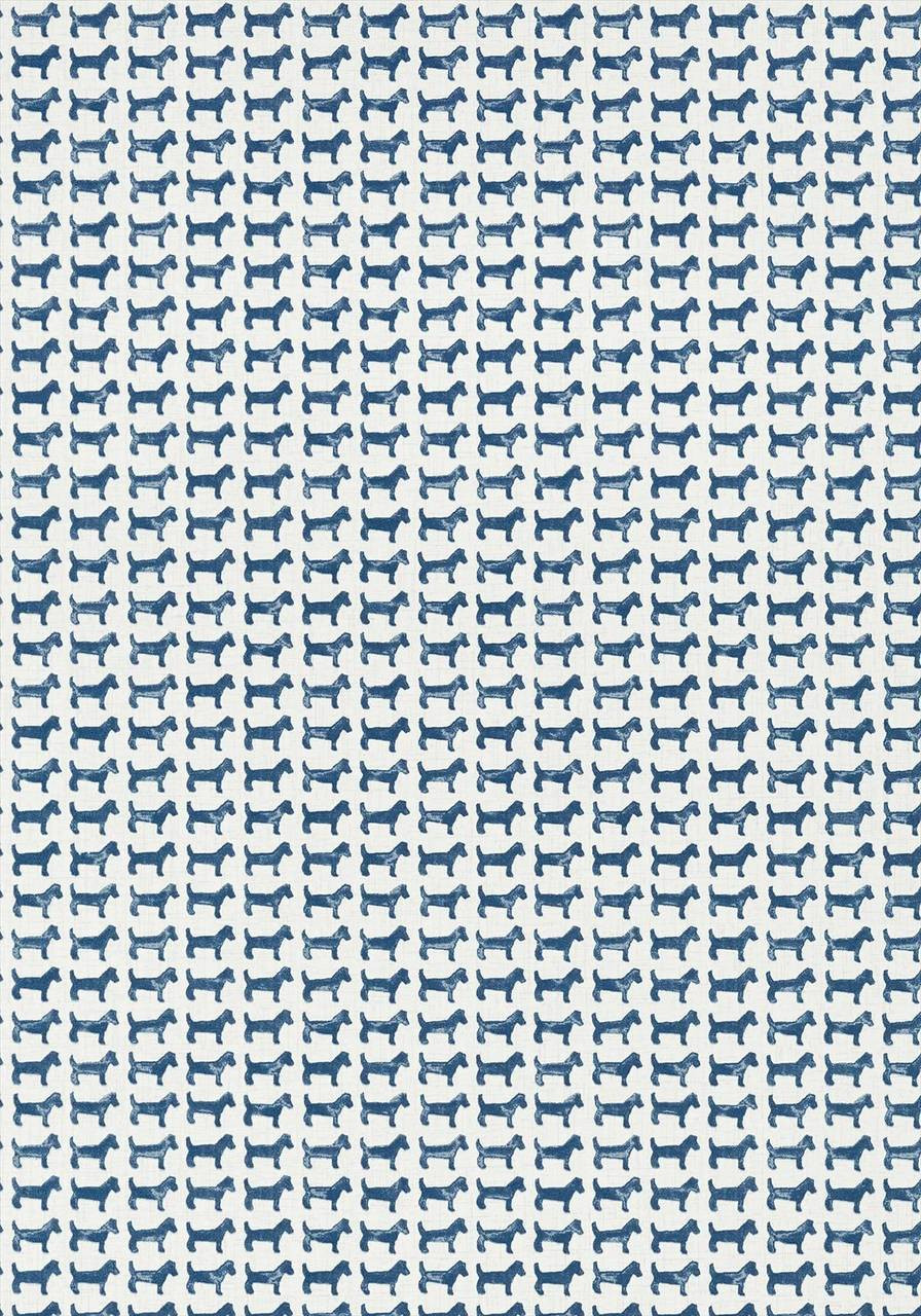 Small Dogs Navy Blue Wallpaper | Anna French Baxter