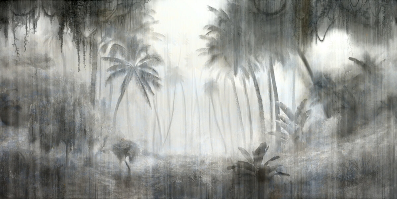 Tropical Trees Wallpaper Wall Mural Grey | Non Woven Material