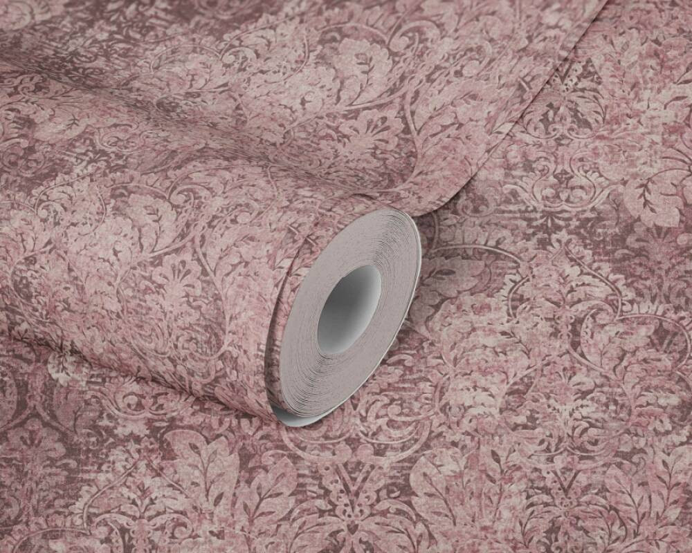 Weathered Effect Floral Vintage Red Pink Wallpaper | AS Creation Alani