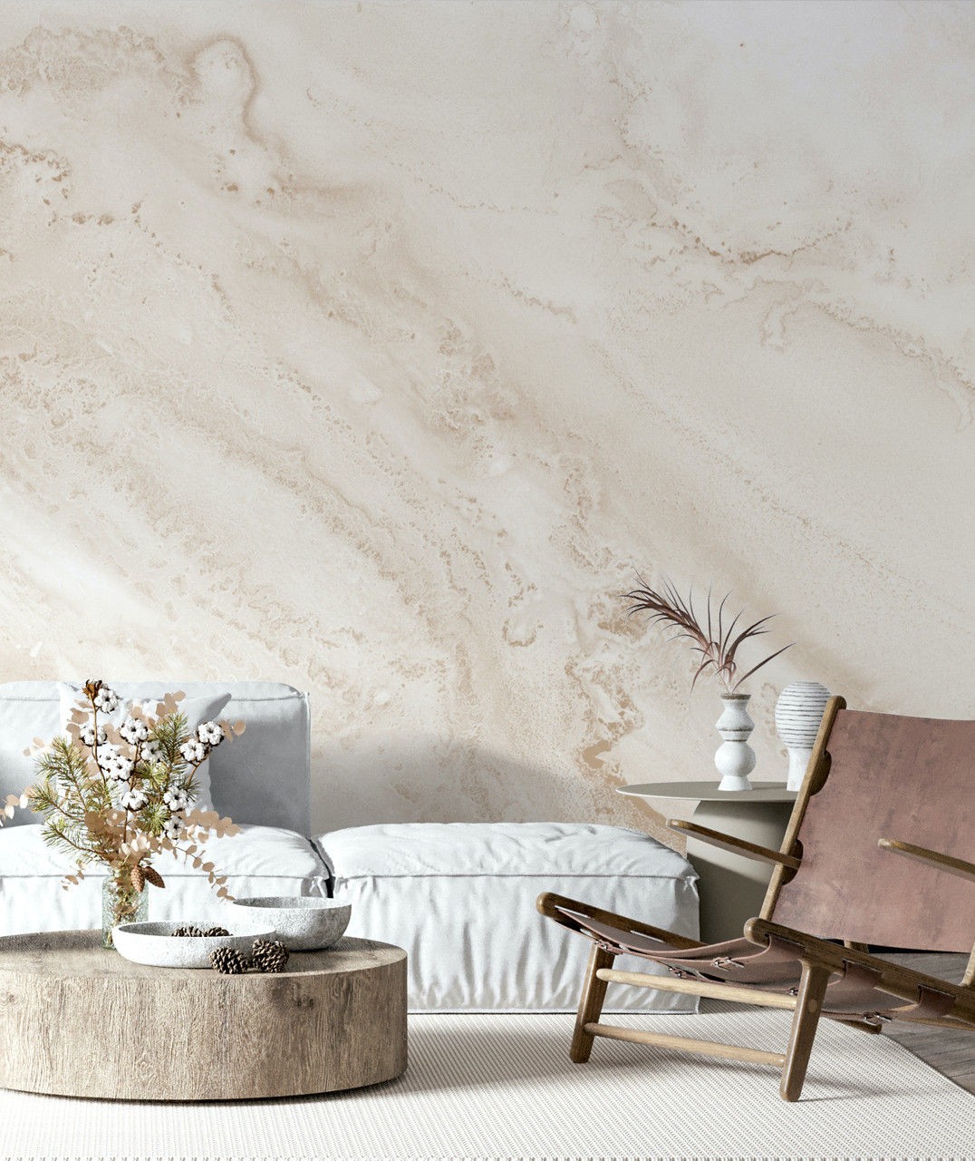 Watercolour Soft Cream Neutral Coloured Wallpaper Mural | Non Woven or ...