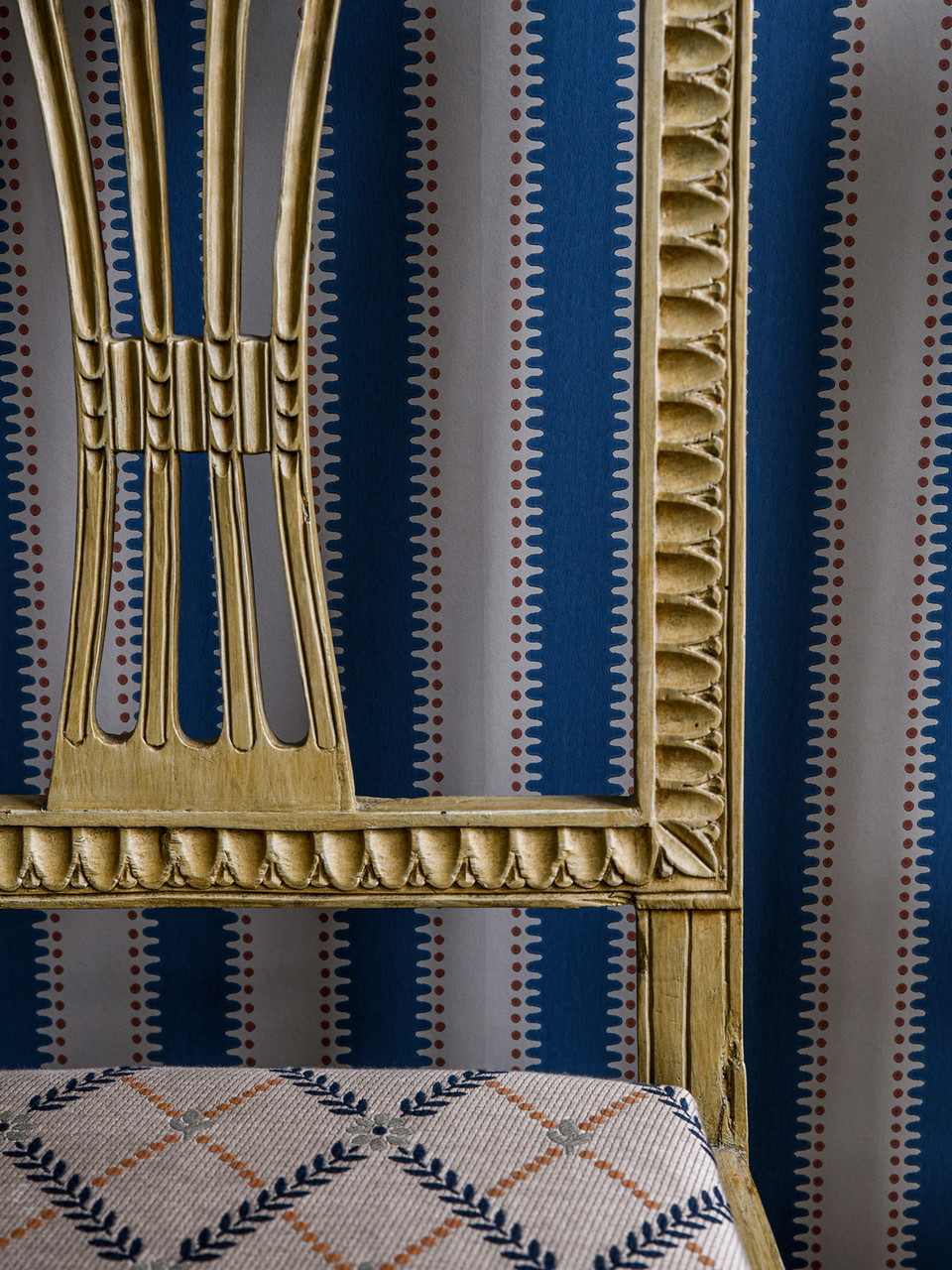 Striped Denim Blue Non Woven Wallpaper | Långelid / Von Brömssen Jagged ...
