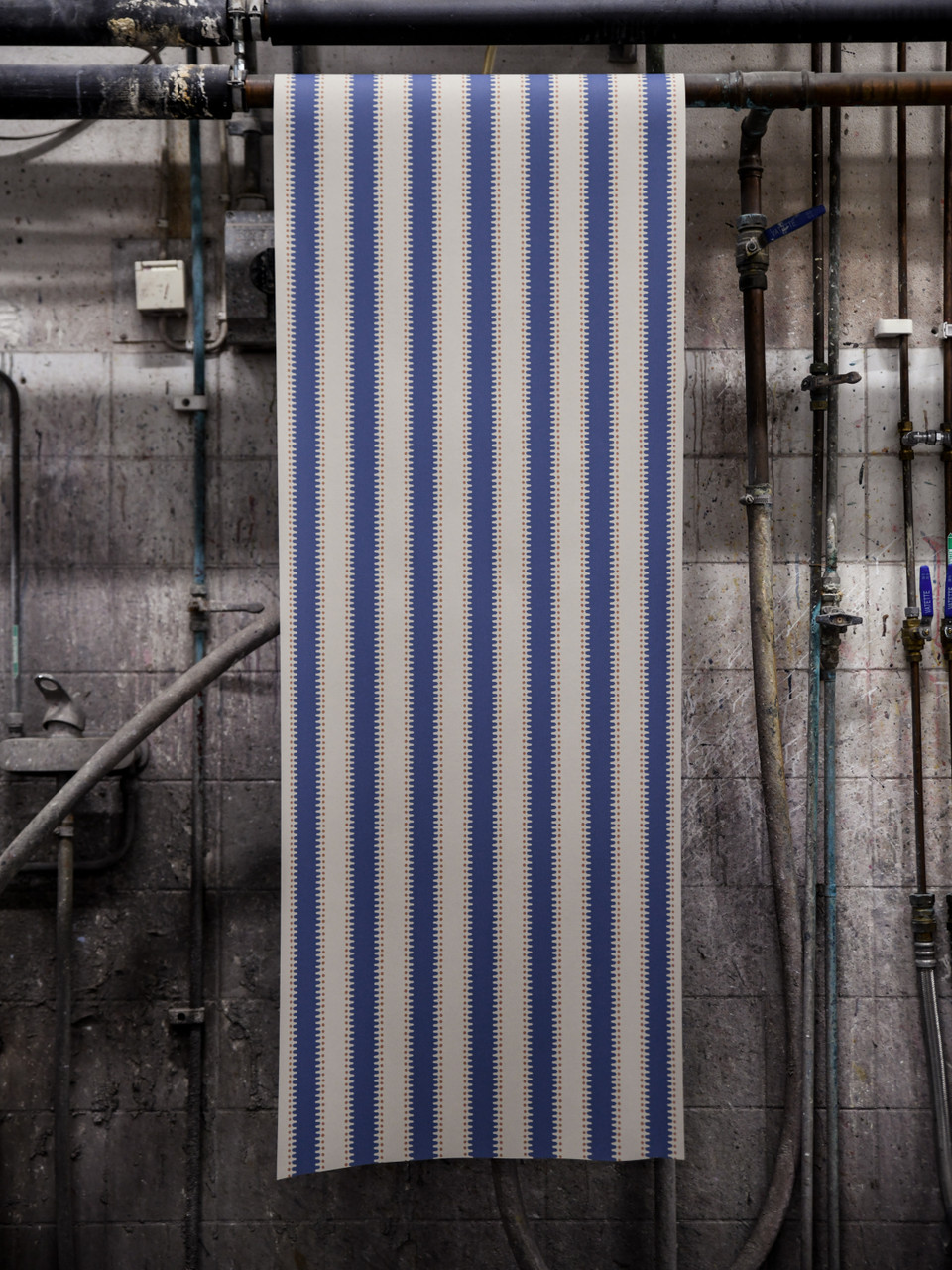 Striped Denim Blue Non Woven Wallpaper | Långelid / Von Brömssen Jagged ...
