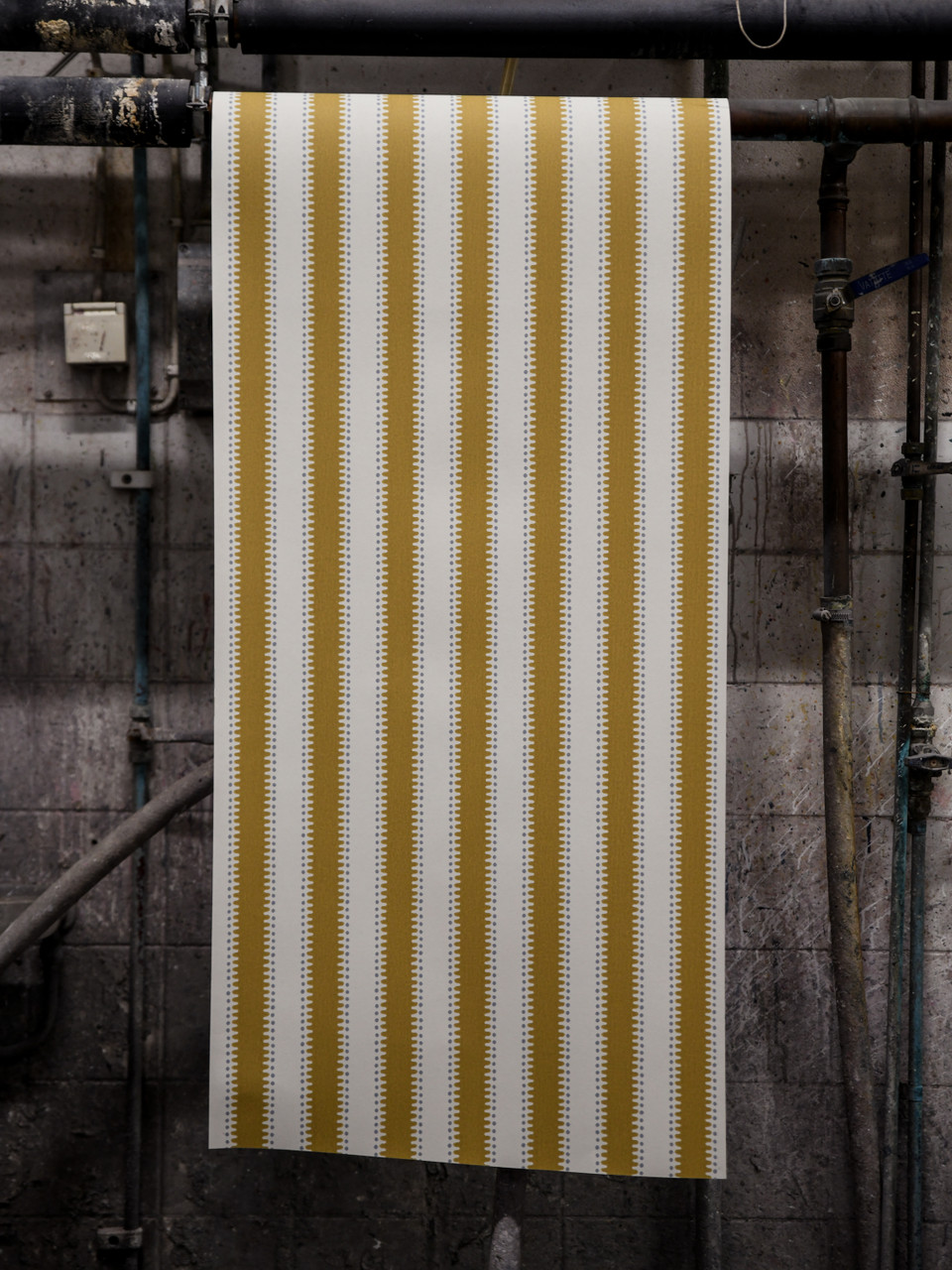 Stripe Mustard Yellow Non Woven Wallpaper | Långelid / Von Brömssen ...
