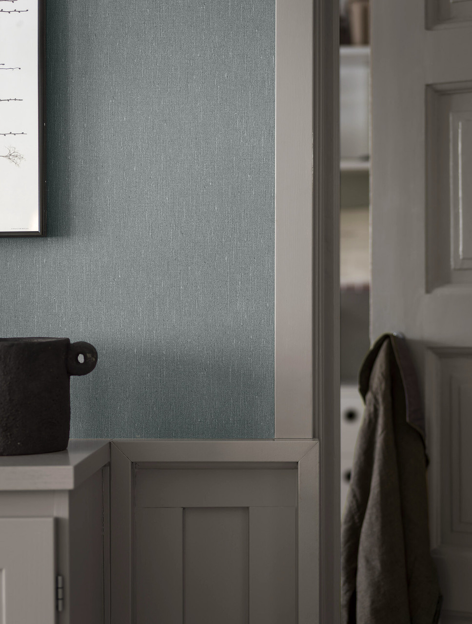 Plain Textured Faux Linen Denim Blue Non Woven Wallpaper | Borastapeter ...