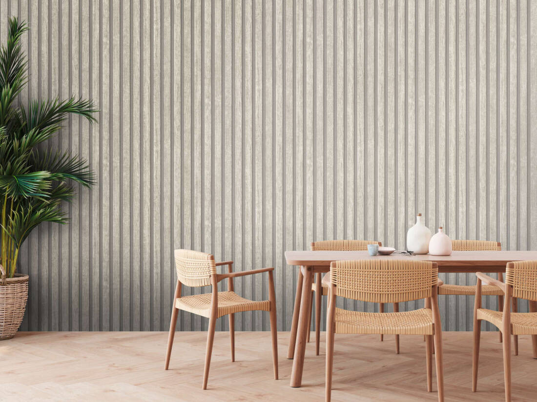 Textured Wood Panelling Effect Grey Non Woven Wallpaper | AS Creation ...