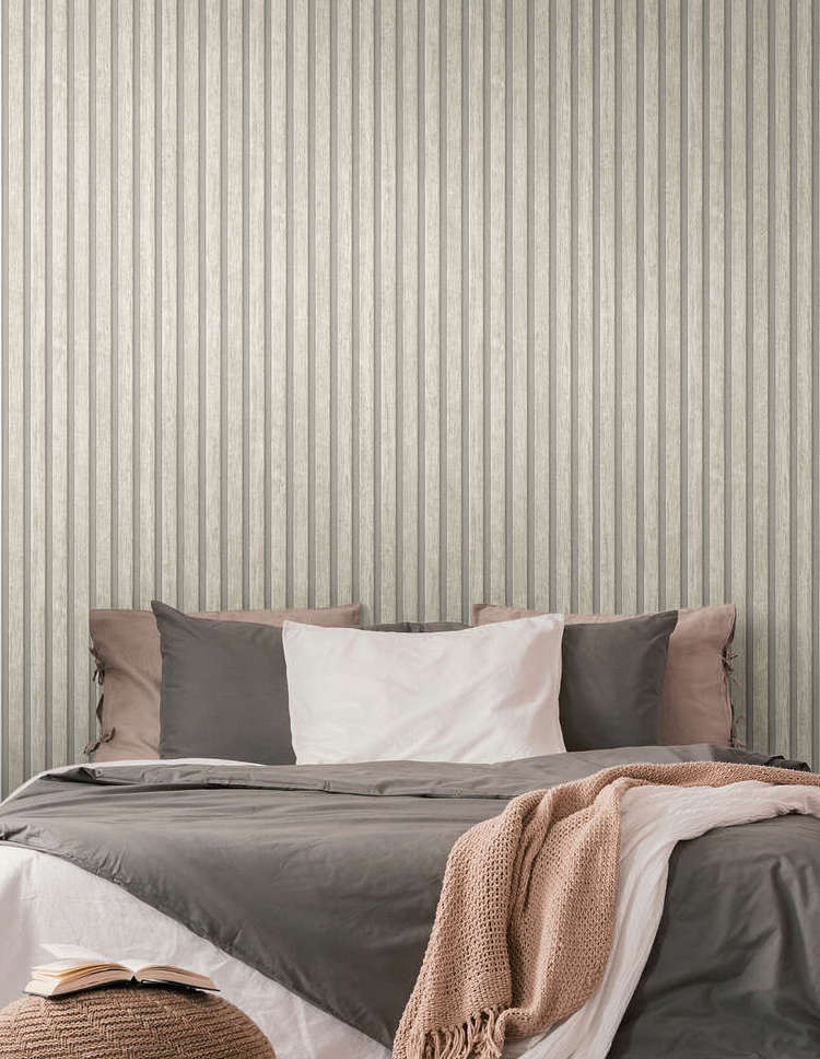 Textured Wood Panelling Effect Grey Non Woven Wallpaper | AS Creation ...
