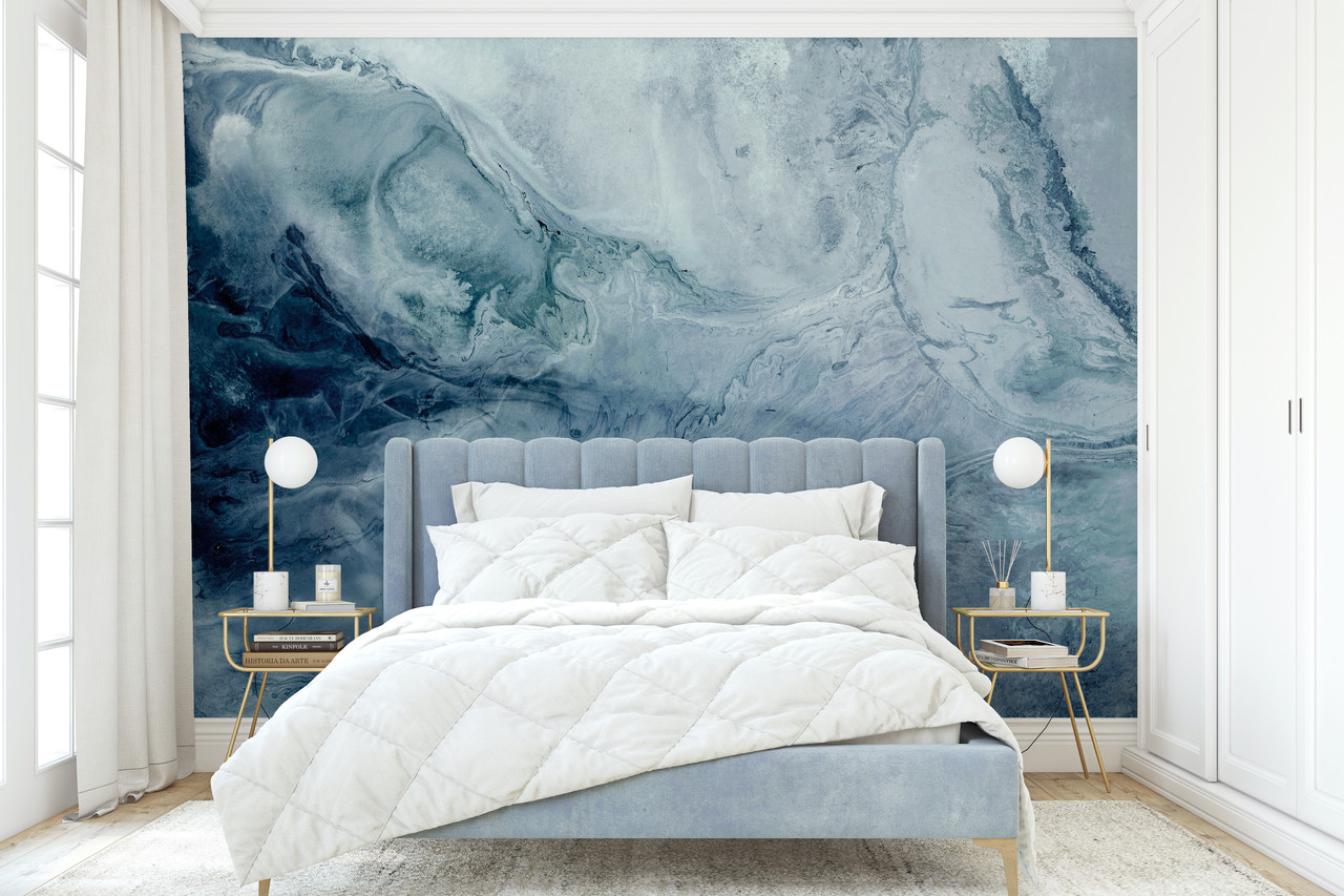 Watercolour Bold Blue Wallpaper Mural | Non Woven or Vinyl