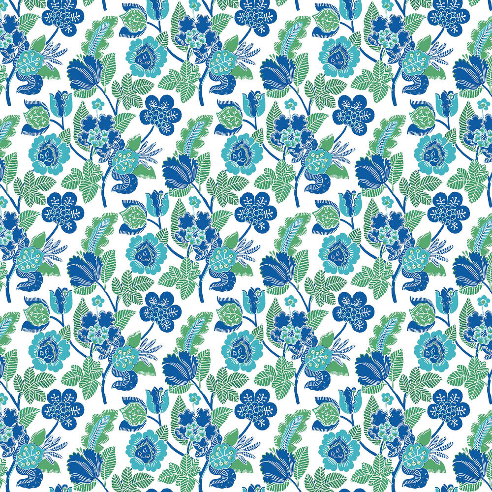 Bright Large Scale Flowers Blue Non Woven Wallpaper | A Street Prints ...