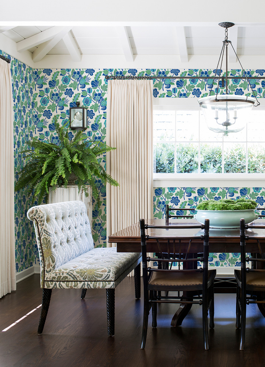 Bright Large Scale Flowers Blue Non Woven Wallpaper | A Street Prints ...
