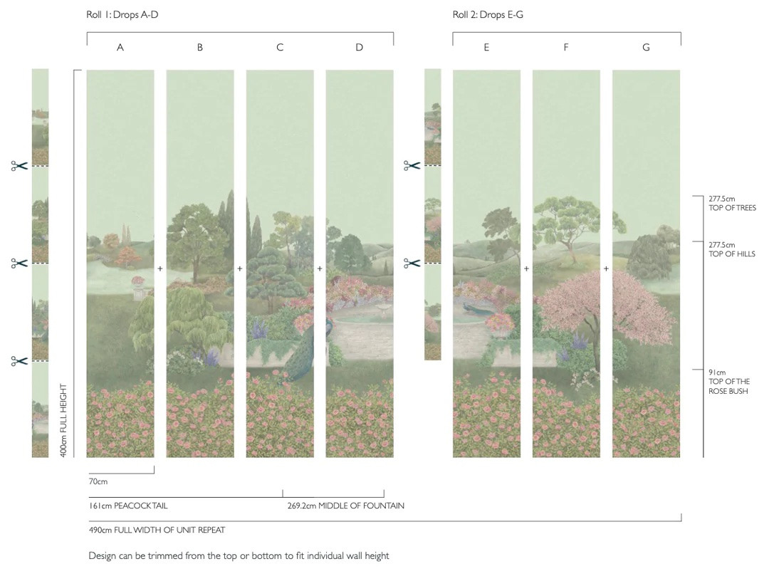 English Garden Landscape Yellow Mural Non Woven Wallpaper | Cole & Son ...