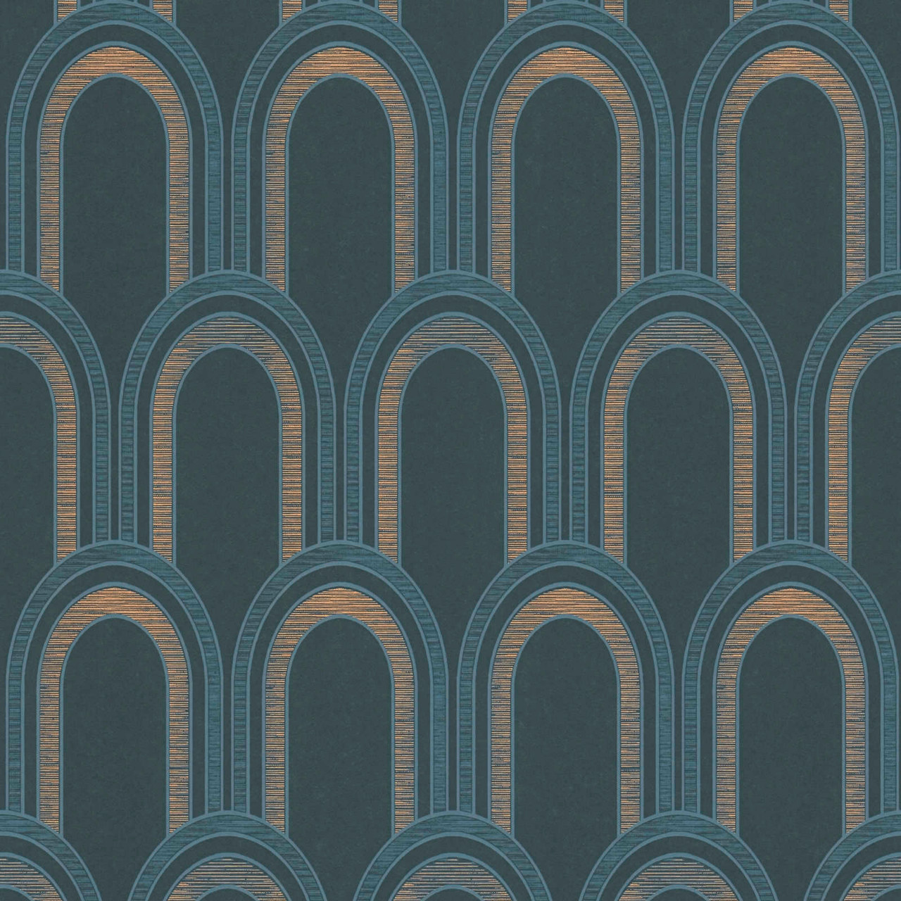 Geometric Metallic Arches Blue Non Woven Wallpaper | Architects Paper