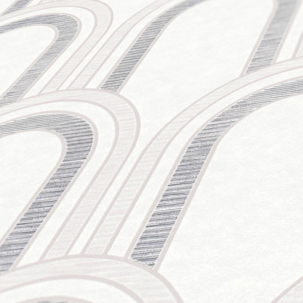 Geometric Metallic Arches Grey Non Woven Wallpaper | Architects Paper