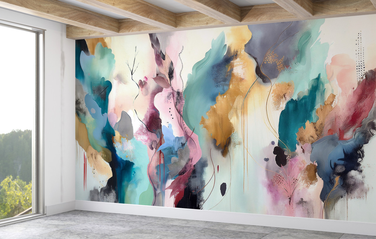 Multicolour Abstract Watercolour Art Wallpaper Mural