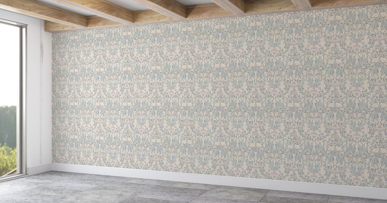 Floral Leaves Cream Mural Wallpaper | Bloomery Decor Amira