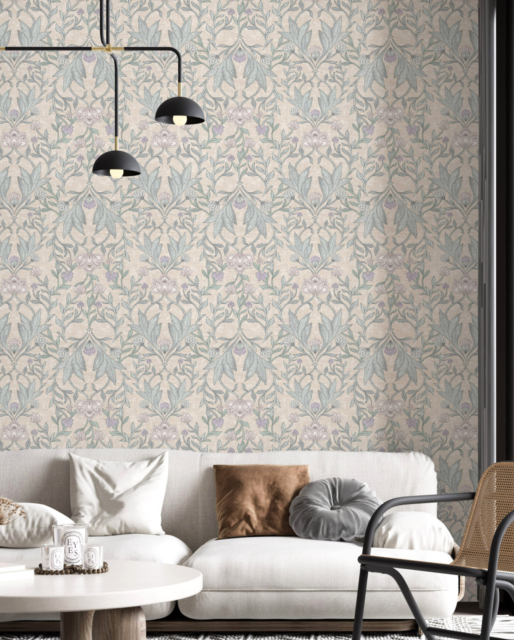 Floral Leaves Cream Mural Wallpaper | Bloomery Decor Amira
