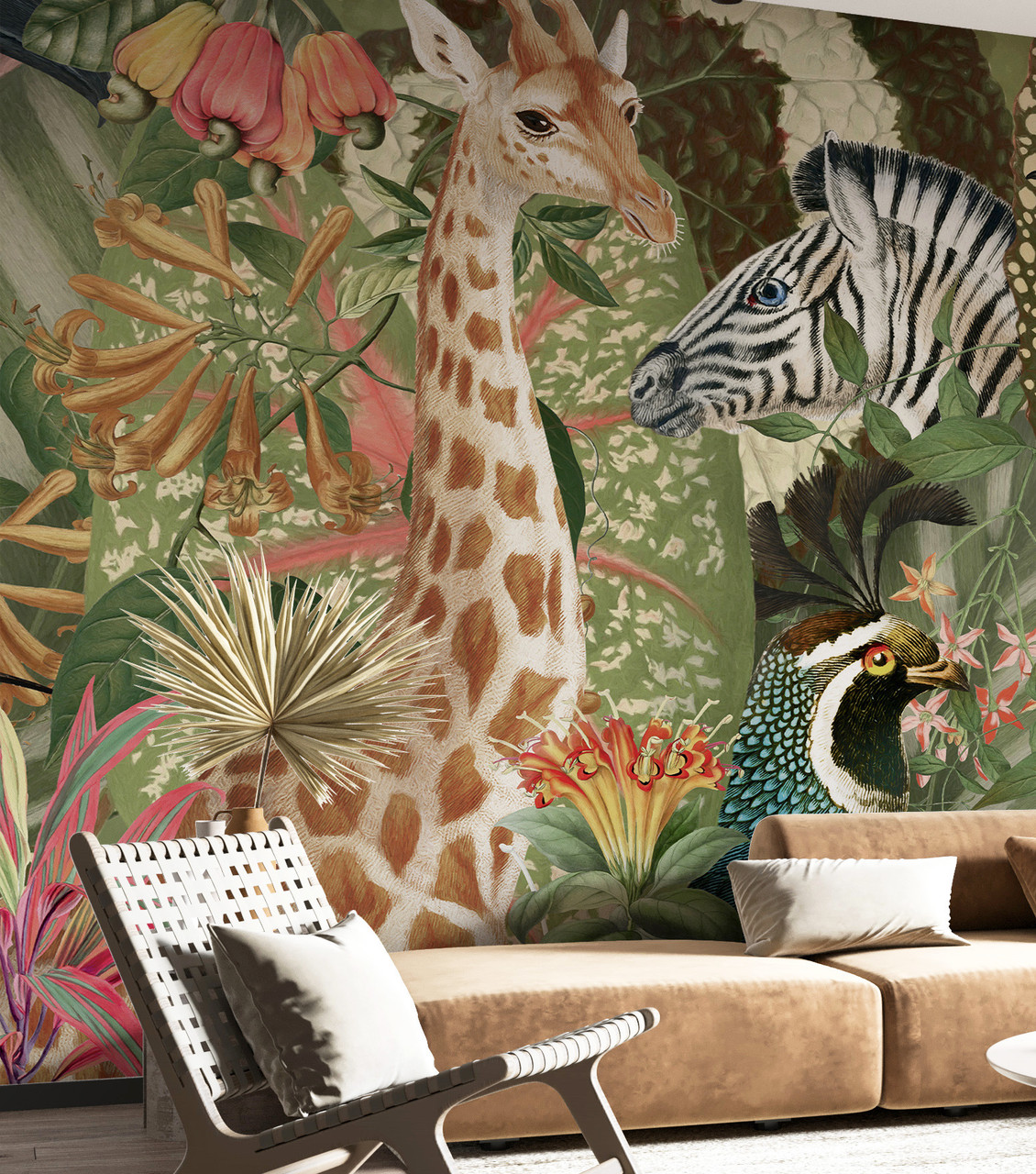 Large Scale Collage of Tropical Birds and Animals Wallpaper Mural ...