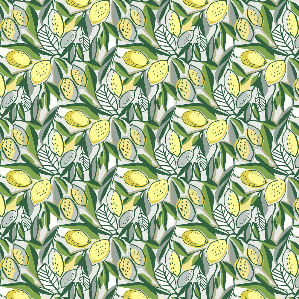 Fruit Leaves Lemon Yellow Non Woven Wallpaper | A Street Prints Meyer