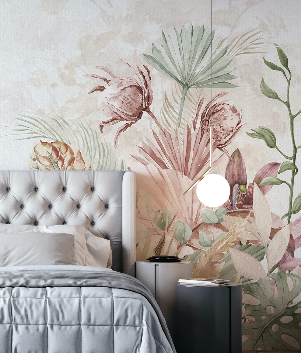 Australian Native Wild Flowers Watercolour Wallpaper Mural | Non Woven ...