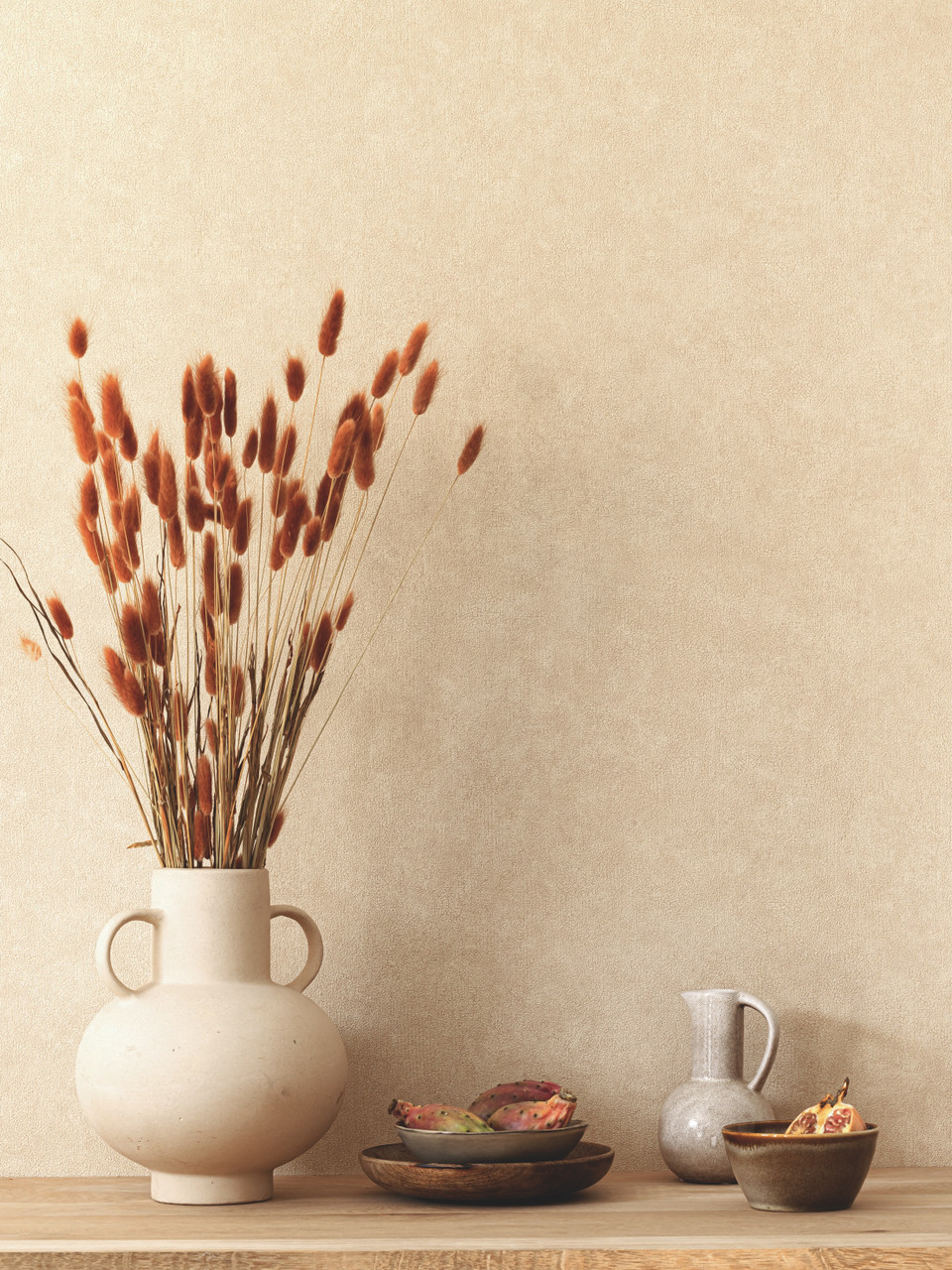 Stone Wash Plain Textured Natural Beige Vinyl Wallpaper | Caselio Uni Mat