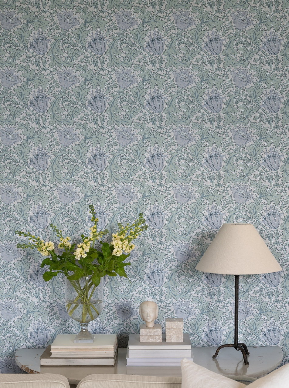 Vintage Floral Paisley Effect Light Blue Wallpaper | Galerie Anemone