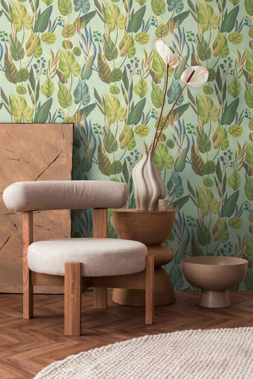Australian Native Leaves Matte Green Wallpaper | AS Creation Philodendron