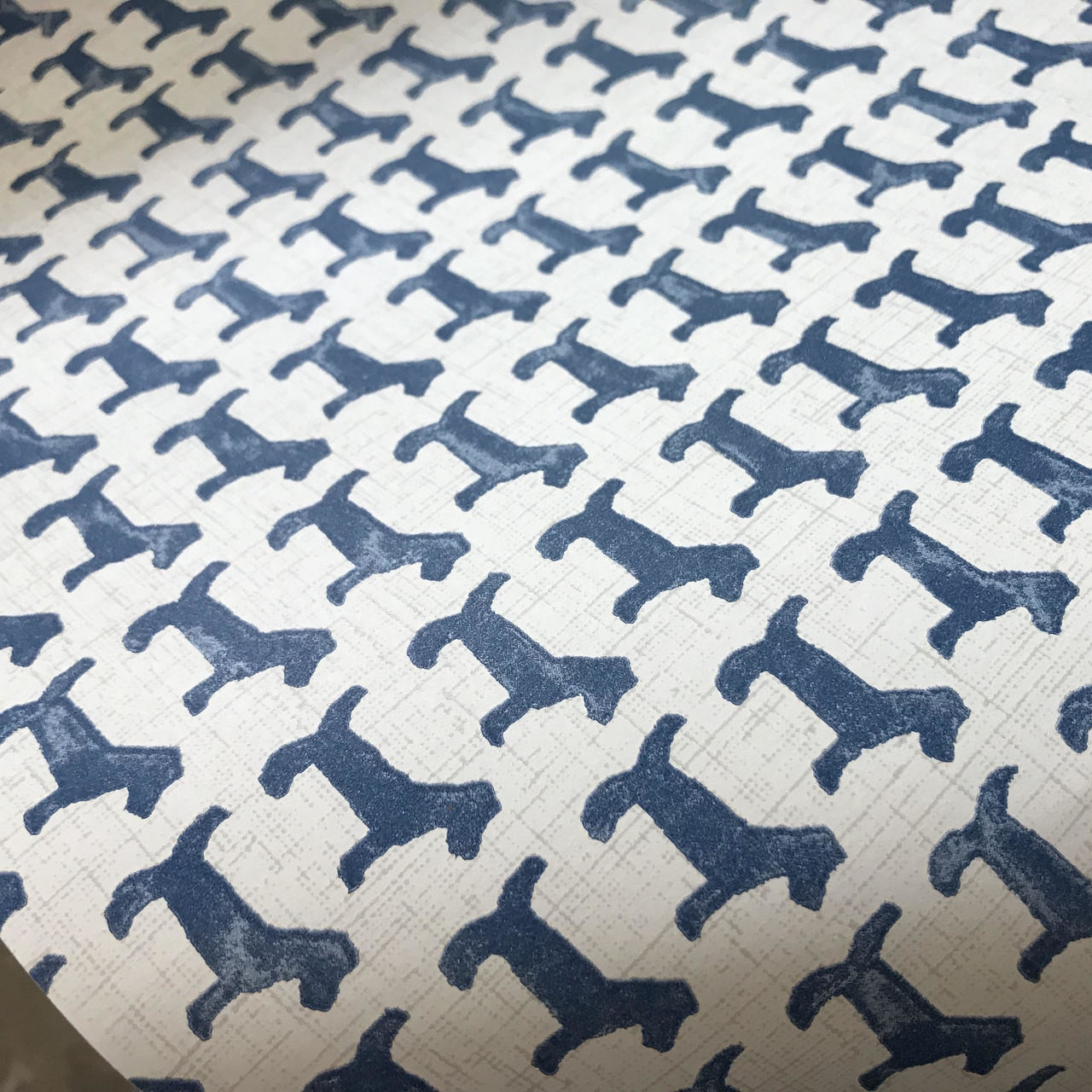 Small Dogs Navy Blue Non Woven Wallpaper | Anna French Baxter