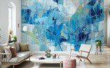 Ice Breaker Paint Effect Abstract Art Blue Wallpaper Mural