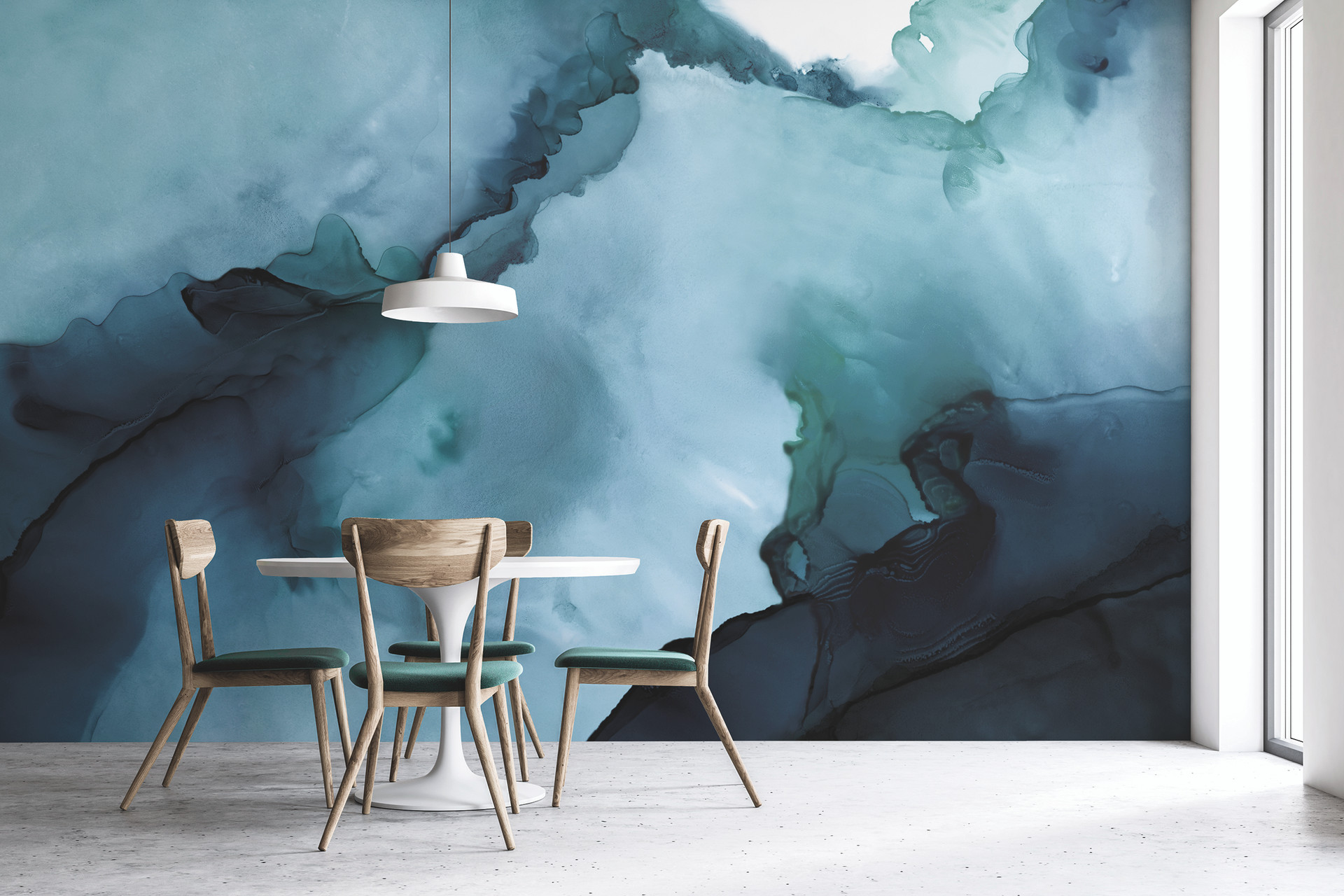Bold Blue Wallpaper Mural | Origin Watercolour Wall