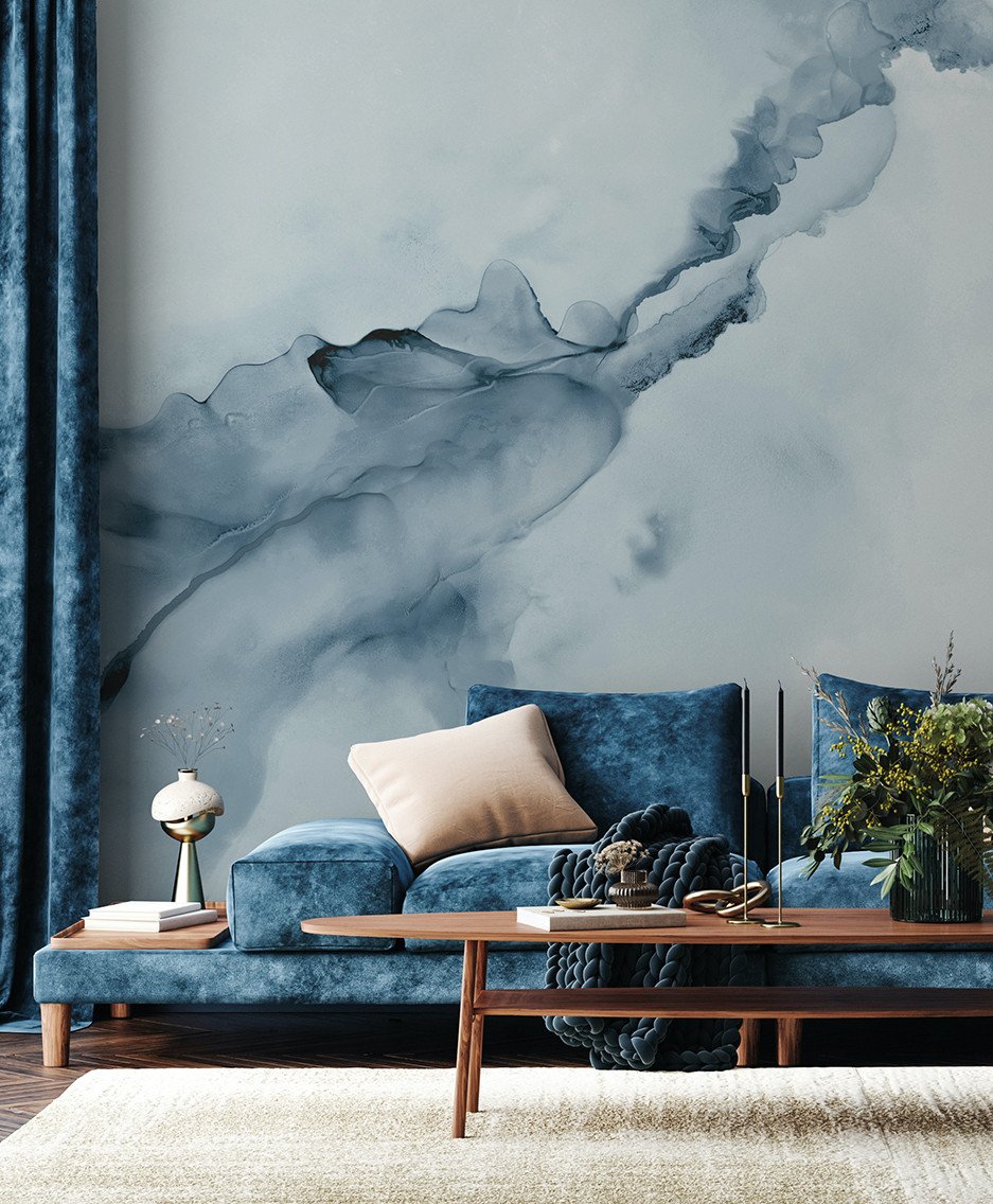 Blue Watercolour Paint Wallpaper Mural