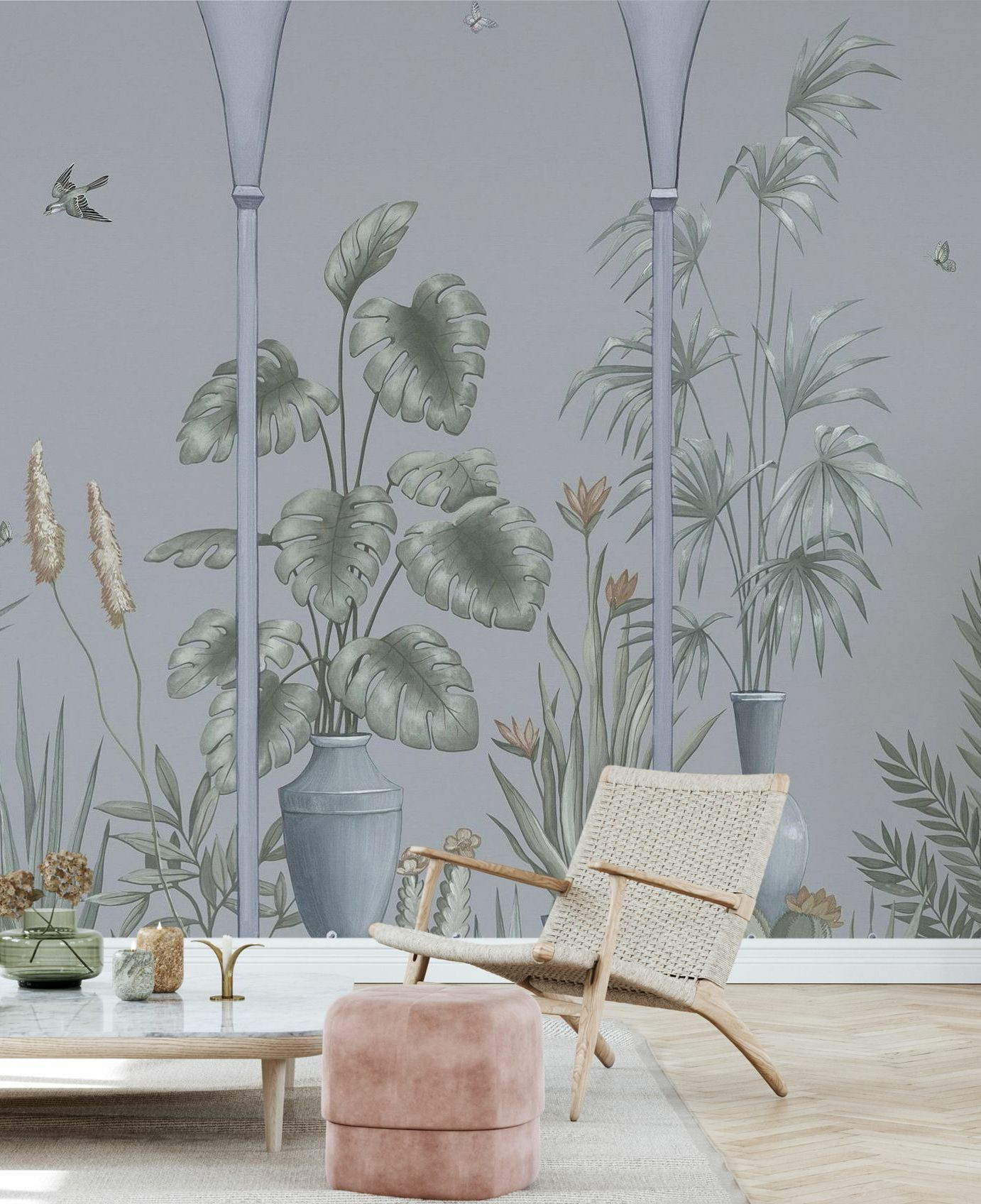 Fairytale Terrace Botanical Plants Archway Sage Green and Grey ...
