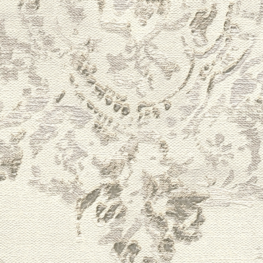 Rustic Effect Damask Cream Gold Wallpaper | AS Creation Rustic Damask