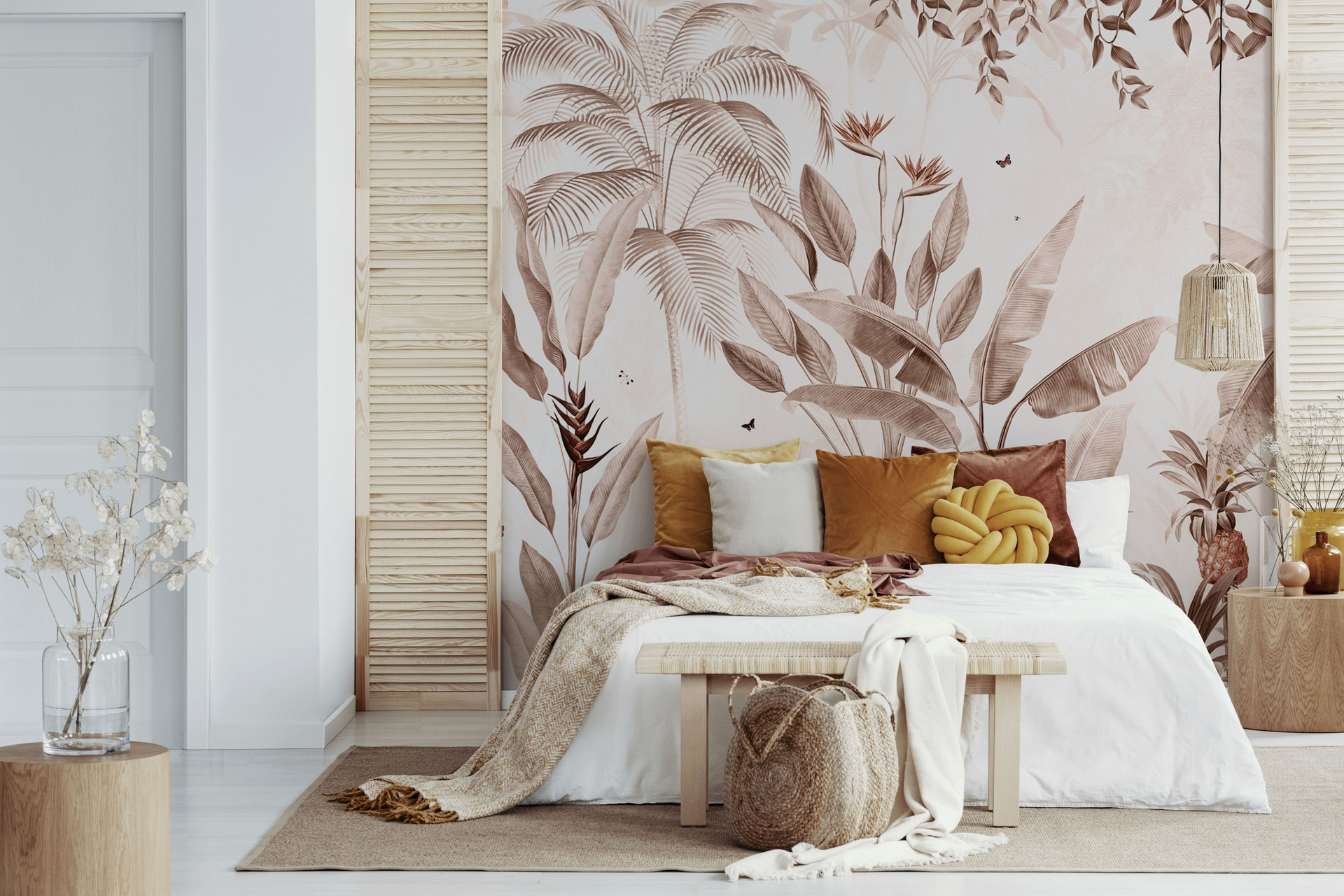 Tropical Jungle Designer Sepia Brown Wallpaper Mural | Nancy Newton Studio