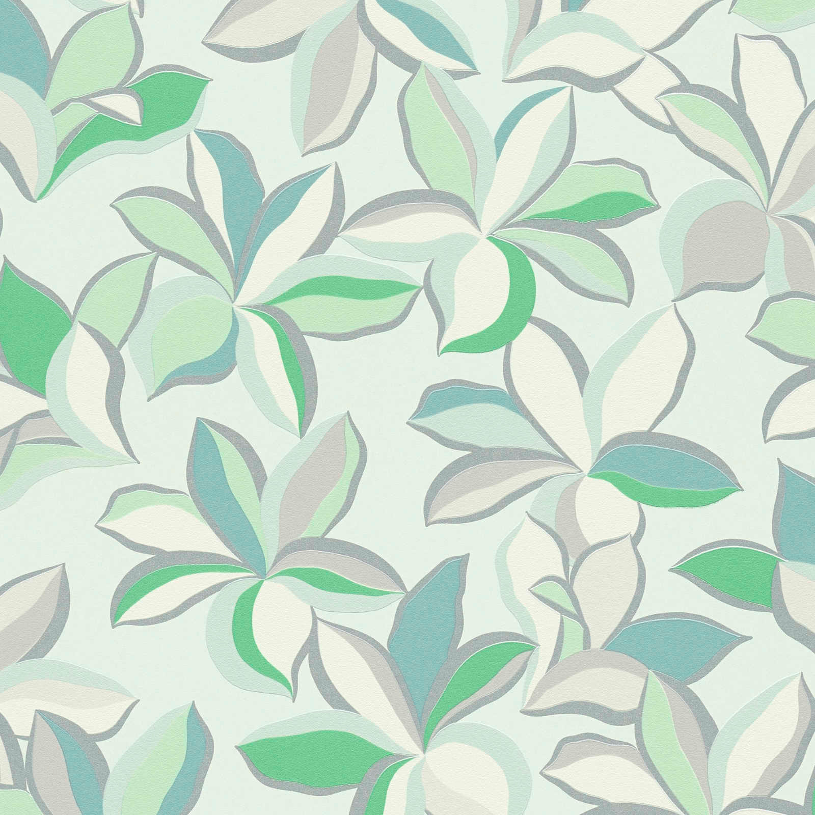 Colourful Flower Petals Metallic Green Wallpaper | AS Creation Petal Pop