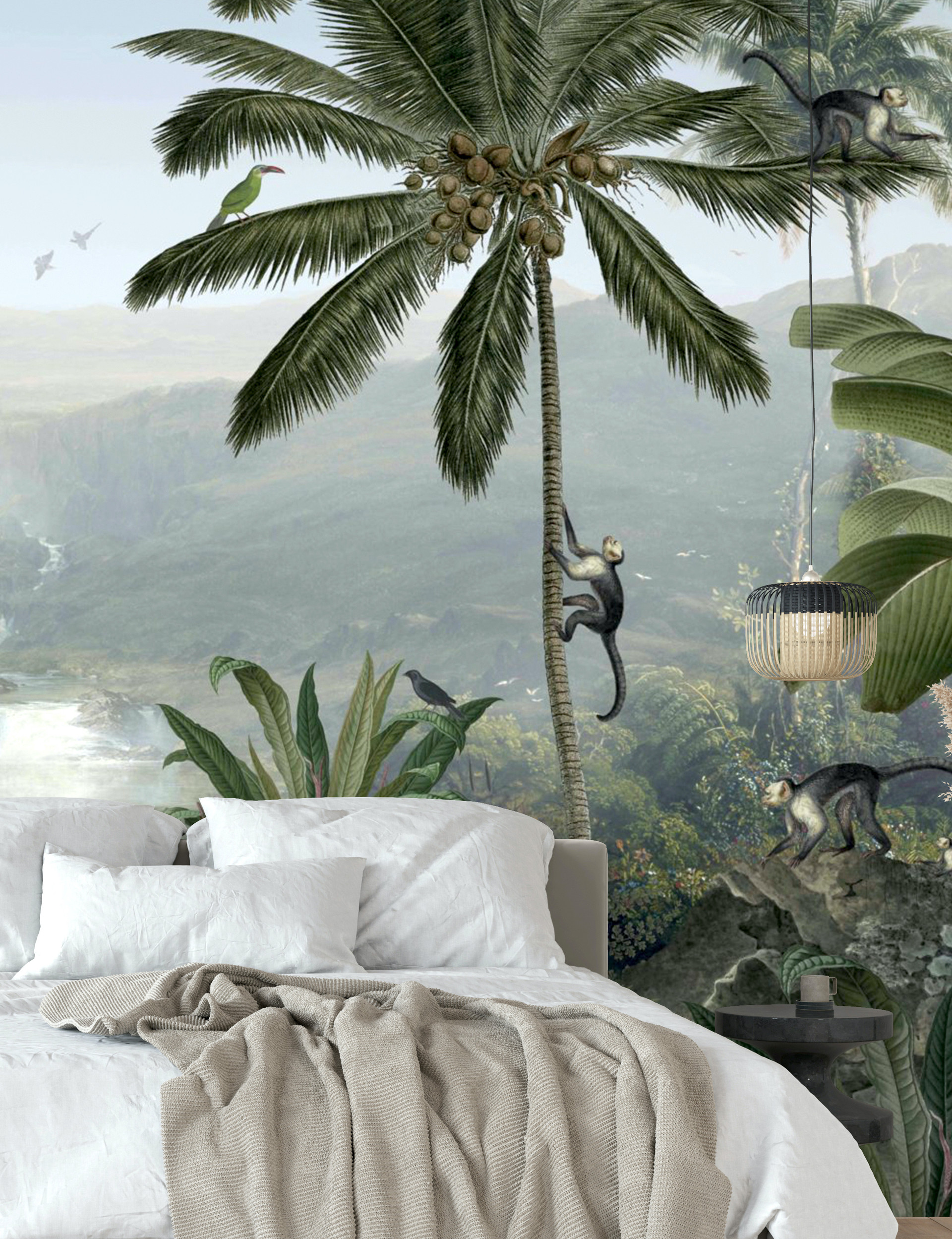 Monkey Palms Tropical Jungle Wallpaper Wall Mural | Made in Australia