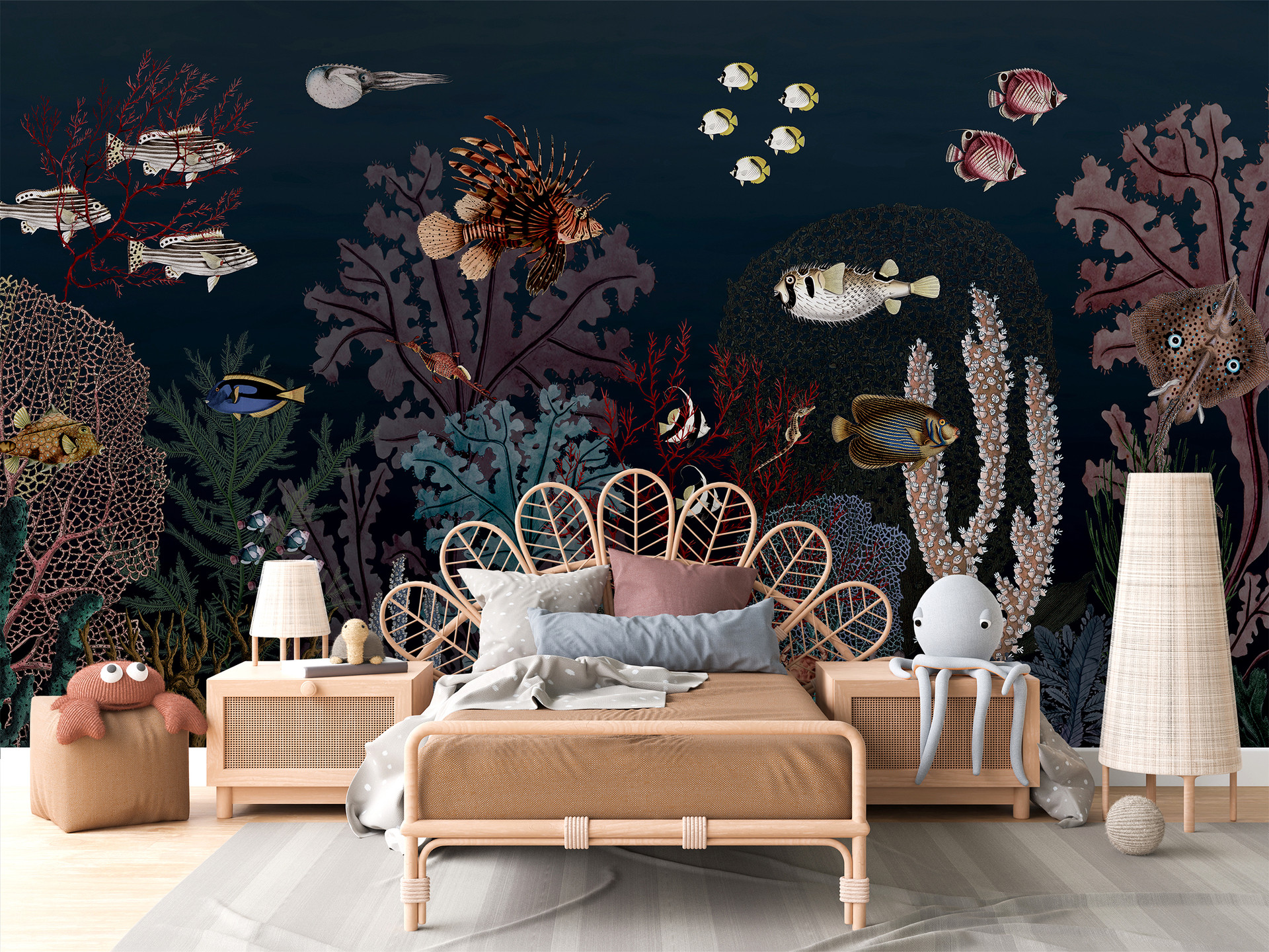 Multicolour Lagoon Coastal Reef Blue Fish Wallpaper Mural | Sir Edward ...