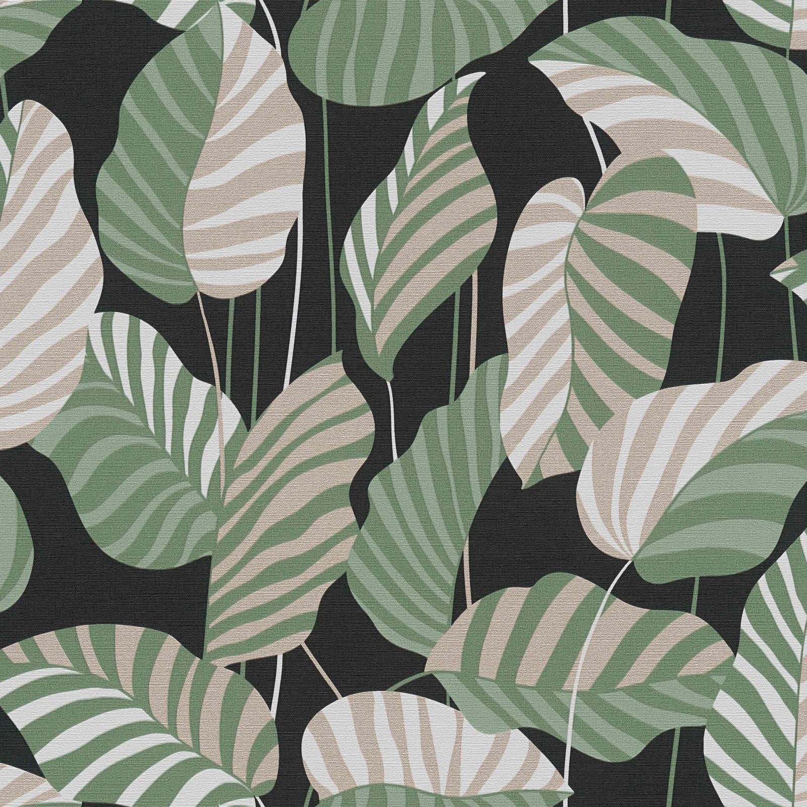 Large Scale Botanical Leaves Black Green Wallpaper | AS Creation ...
